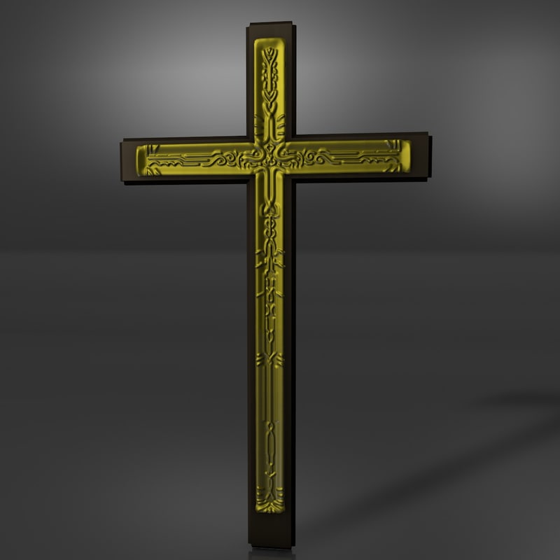 3d gold cross model
