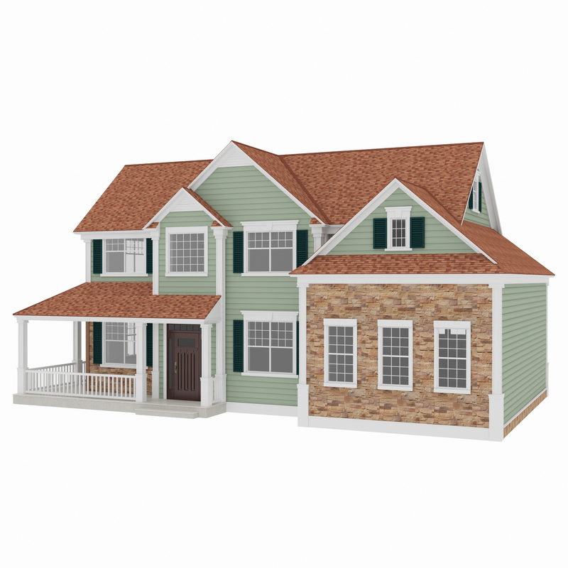 3d american house model