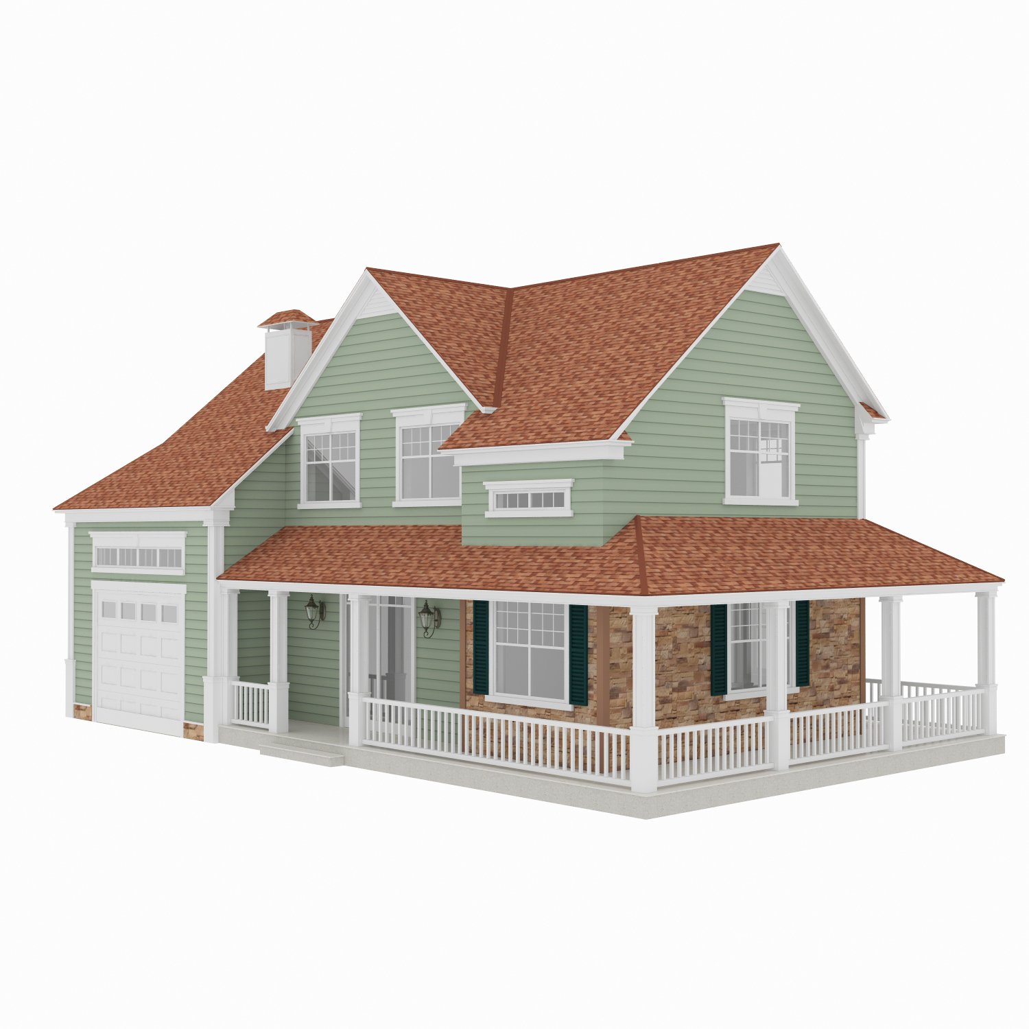 3d american house model