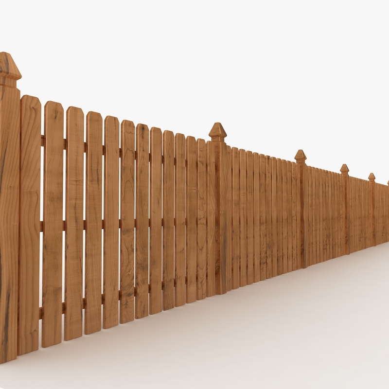 3d model realistic fence wood 04