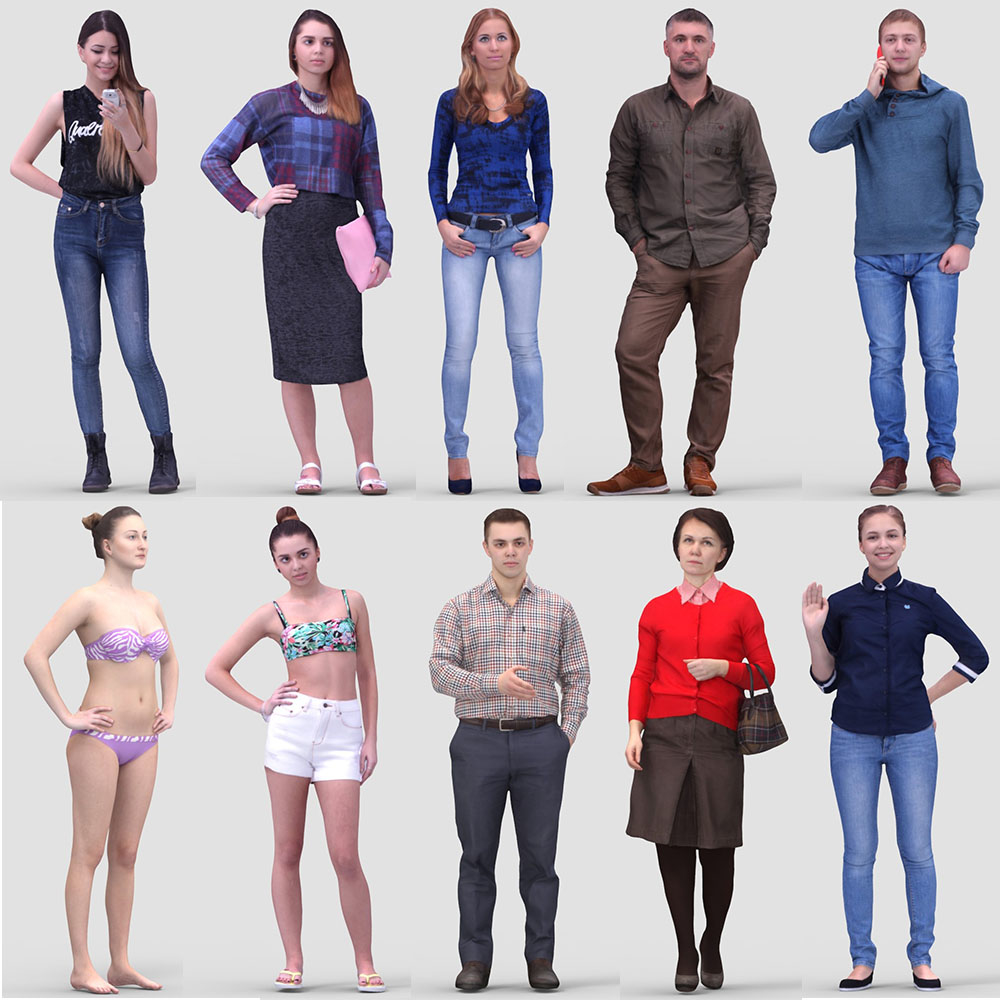 modelo 3d Modelo Humano 3D vol. 3 personas de pie - TurboSquid 921756