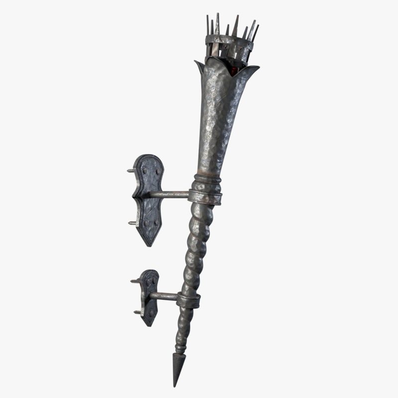 medieval torch 3d obj