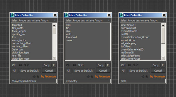 Scripts MaxScript max default defaults