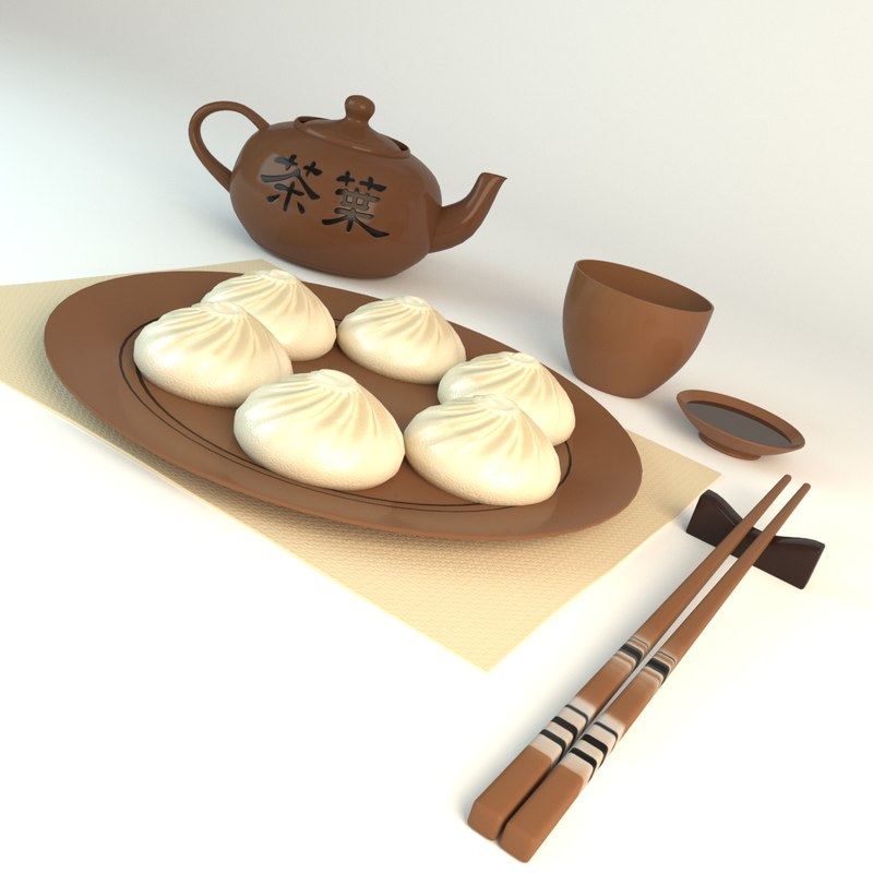 3d model of chinese dumplings