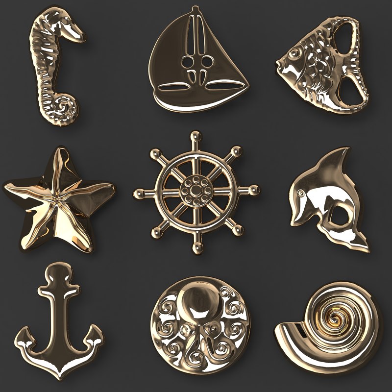 sea buttons 3d model