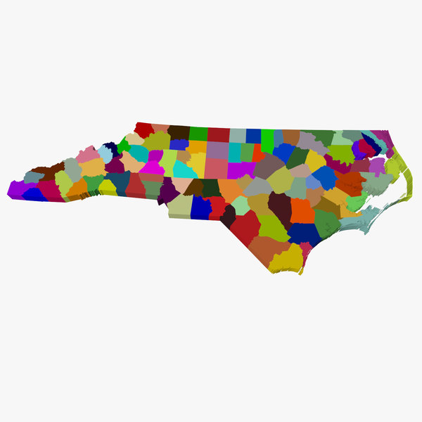 Mapa do Condado - Carolina do Norte Modelo 3D - TurboSquid 924310