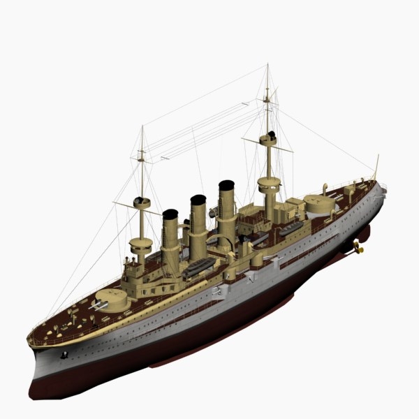 Panzerkreuzer Prinz Adalbert Klasse Kaiserliche Deutsche Marine 3D ...