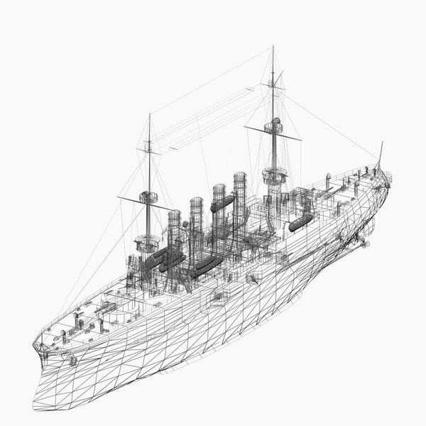 armored cruiser roon class 3d model