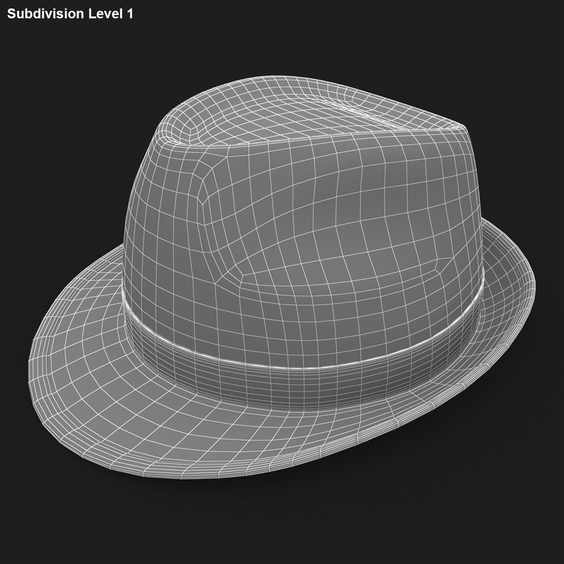 3d model fedora hat black
