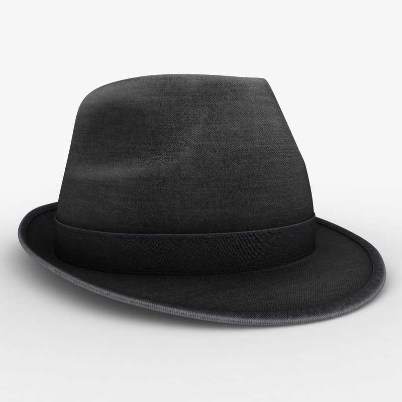 3d model fedora hat black