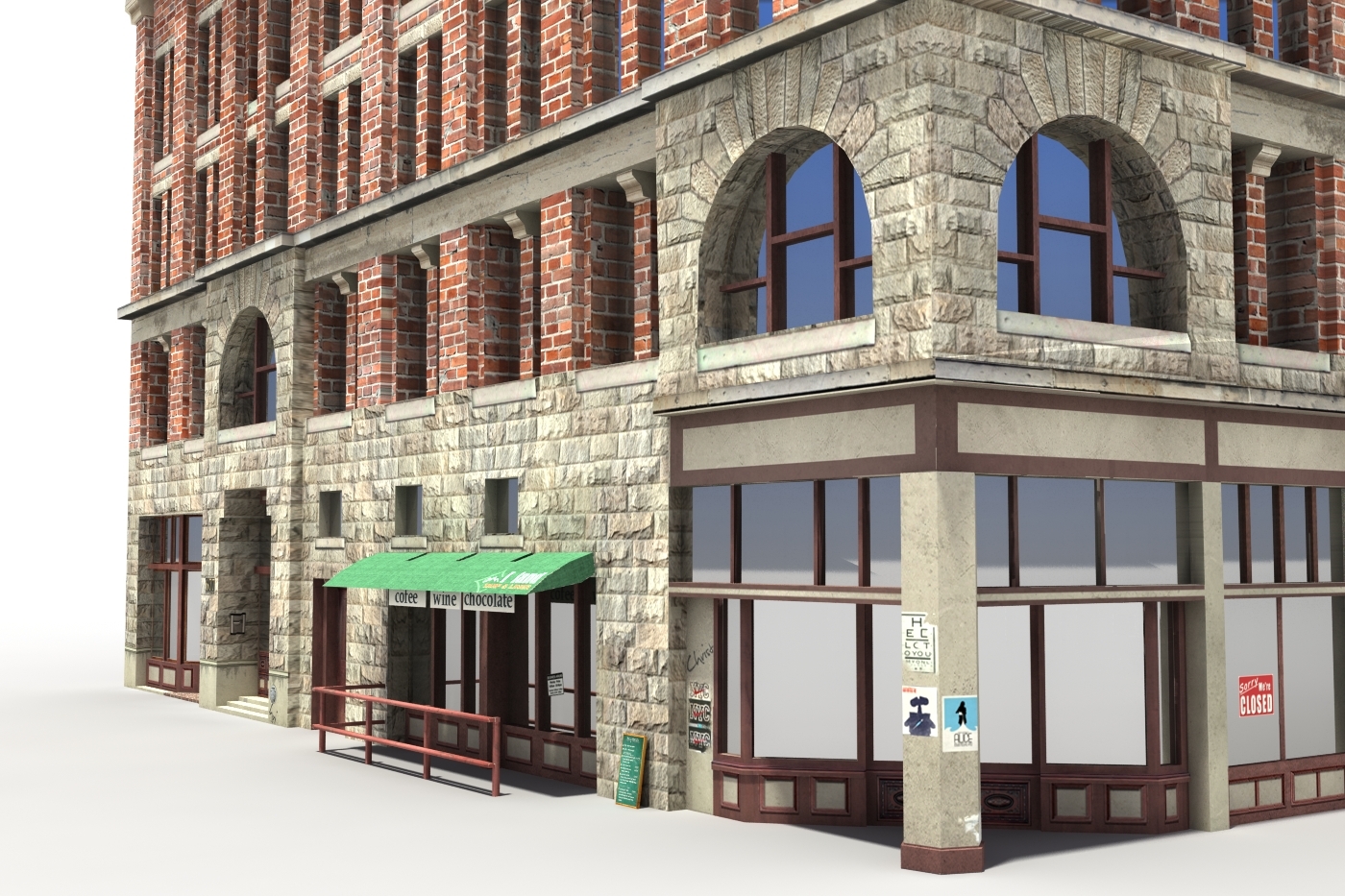 small town building old brick fbx