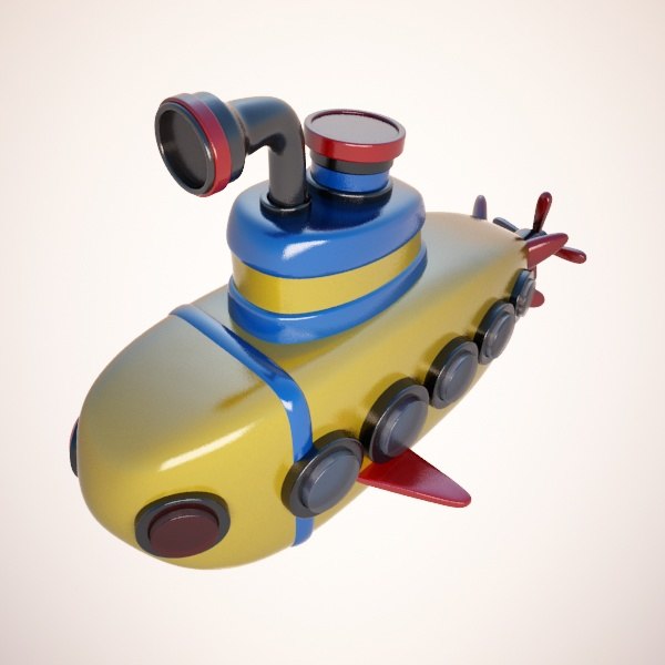 cartoon submarine toon 3d max