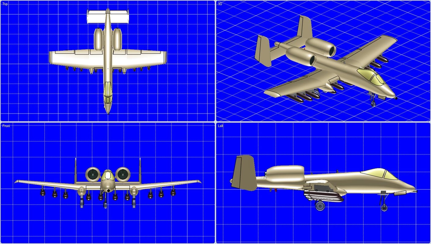 a-10a aircraft solid assembly 3d obj