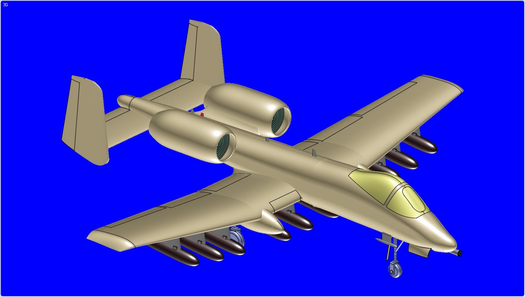 a-10a aircraft solid assembly 3d obj