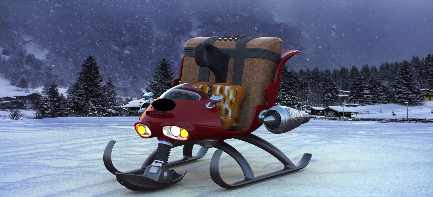 3d model turbo sleigh santa
