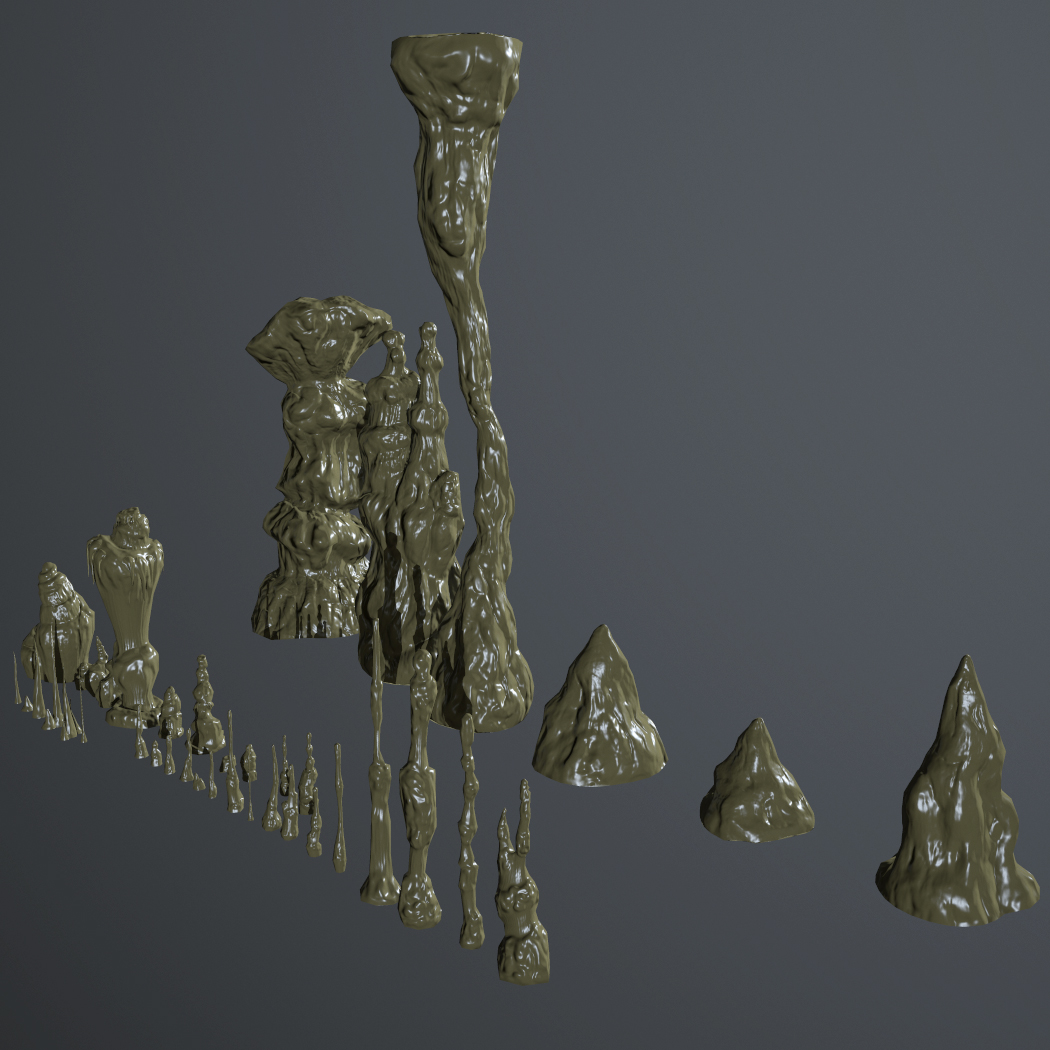 3d set stalagmites model