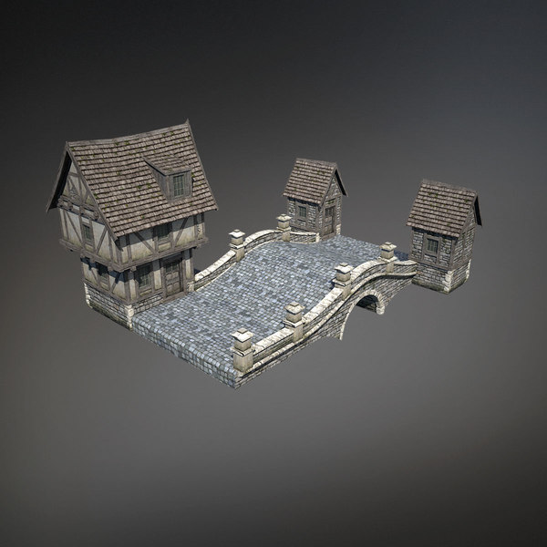 3d fantasy medieval stone bridge