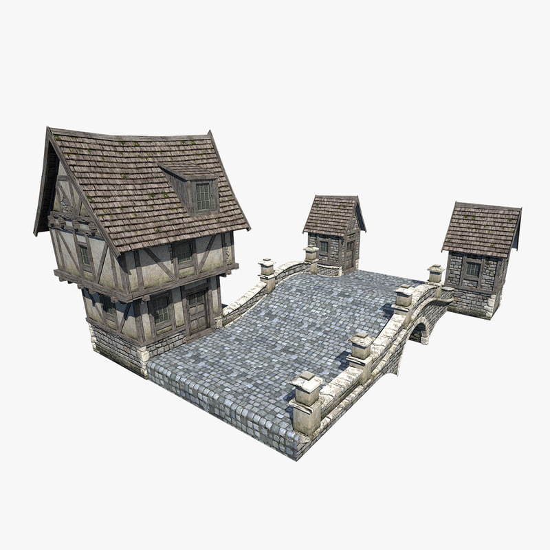 3d fantasy medieval stone bridge
