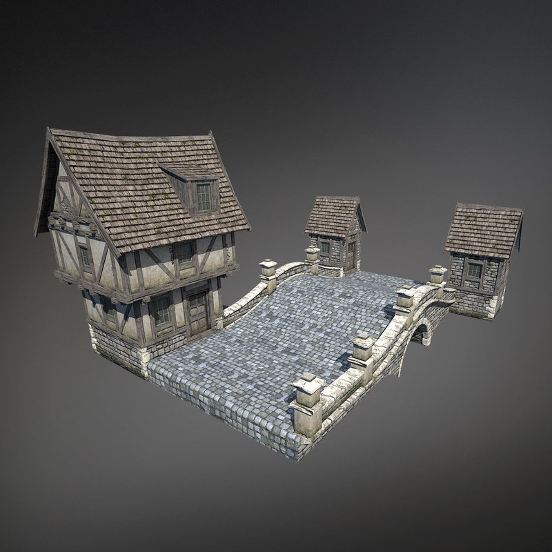 3d fantasy medieval stone bridge