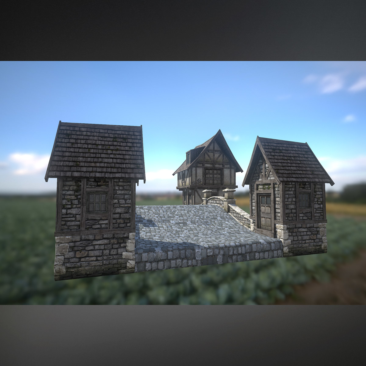 3d fantasy medieval stone bridge
