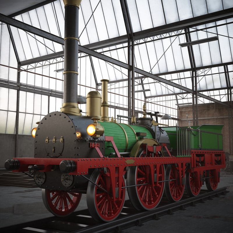 1835 adler steam locomotive 3d model