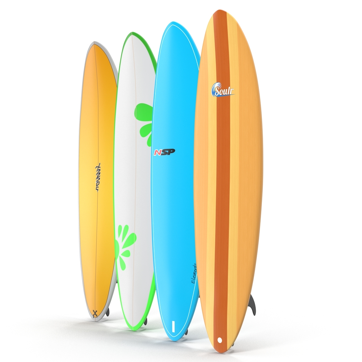 surfboard funboard set 3d model