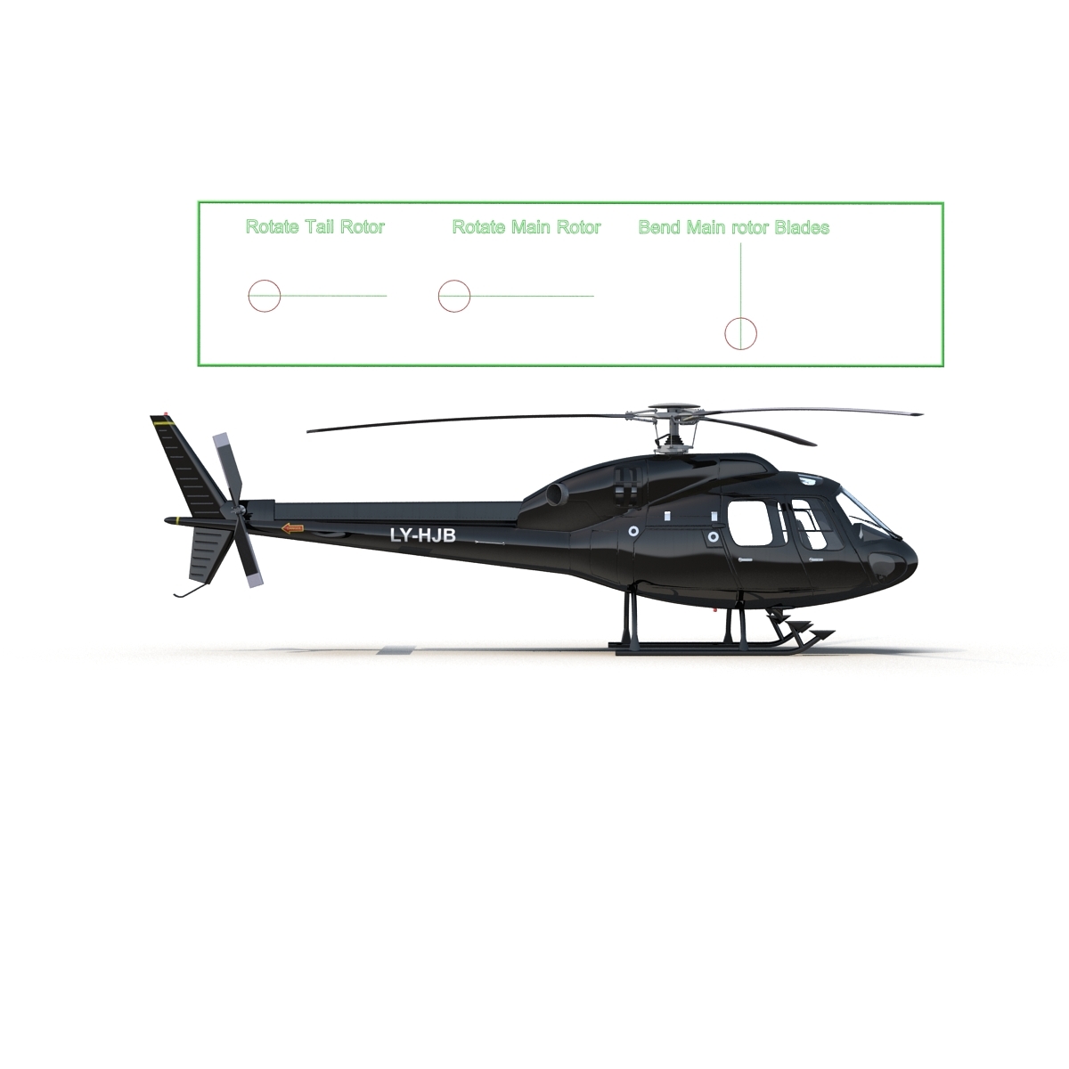 3d model helicopter eurocopter as355 rigged