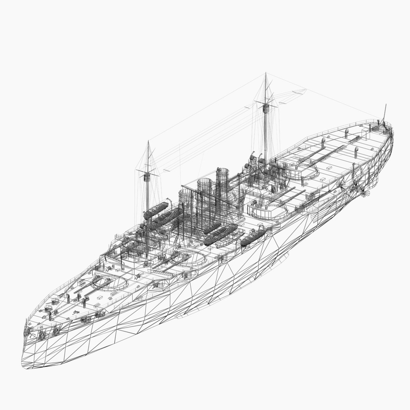 3d model dreadnought battleship helgoland class
