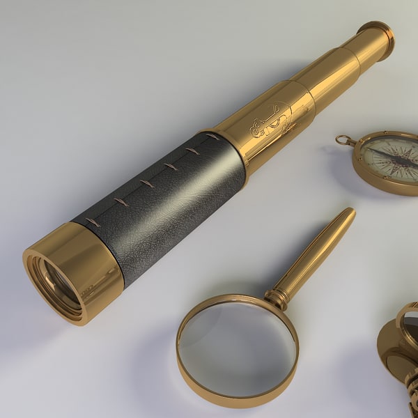 navigational sextant spyglasses magnifying glass 3d model