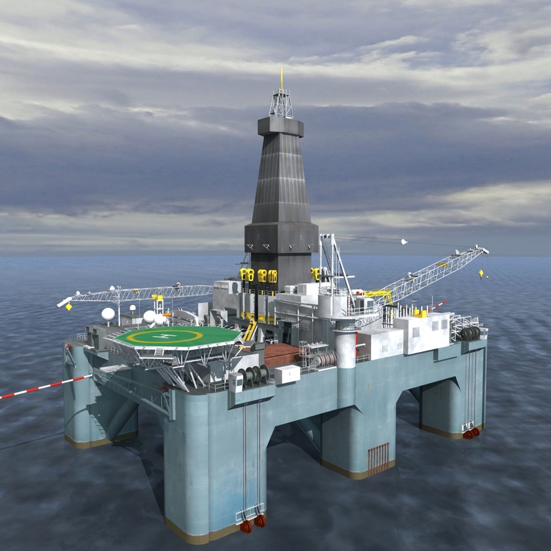 3d semisubmersible drilling rig model