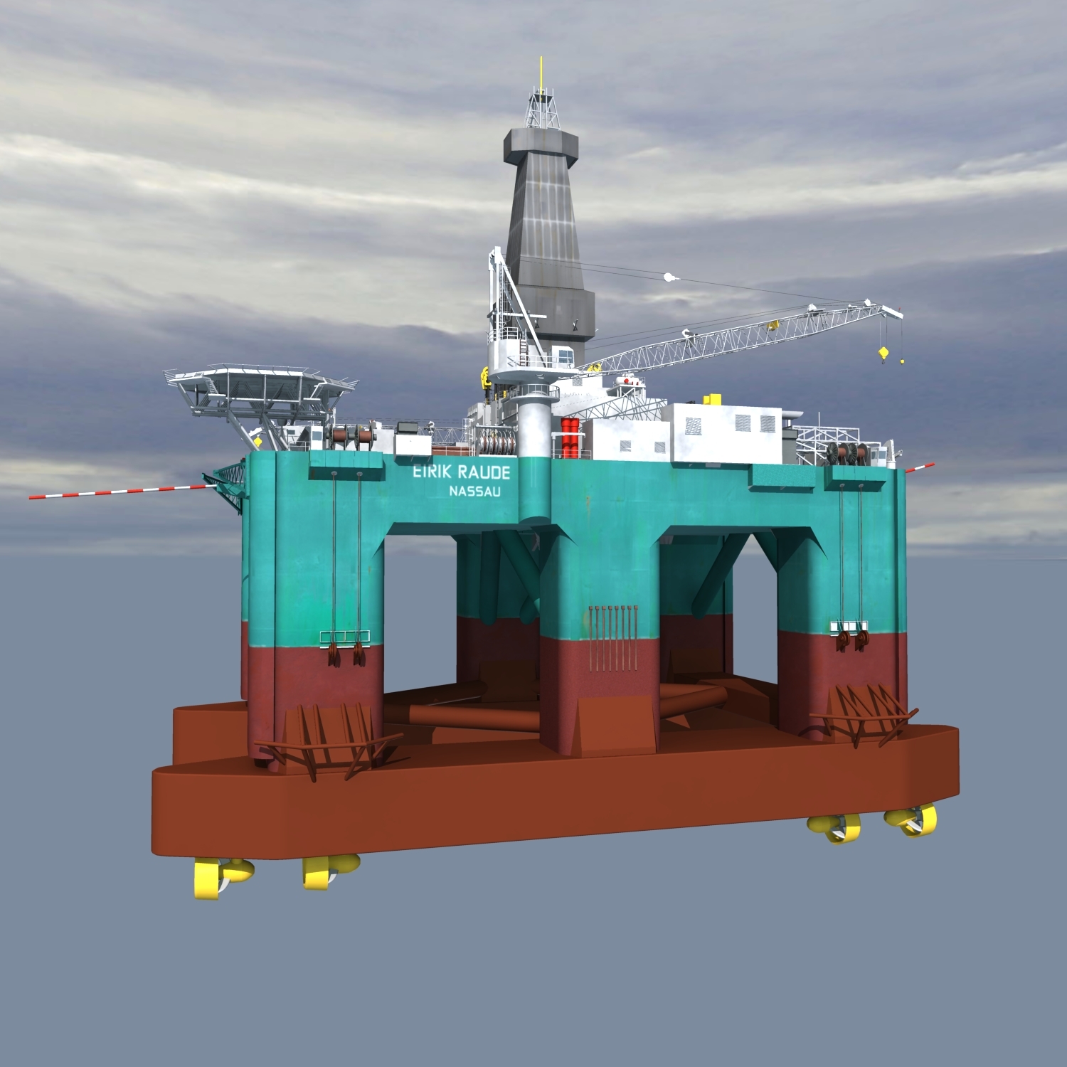 3d semisubmersible drilling rig model