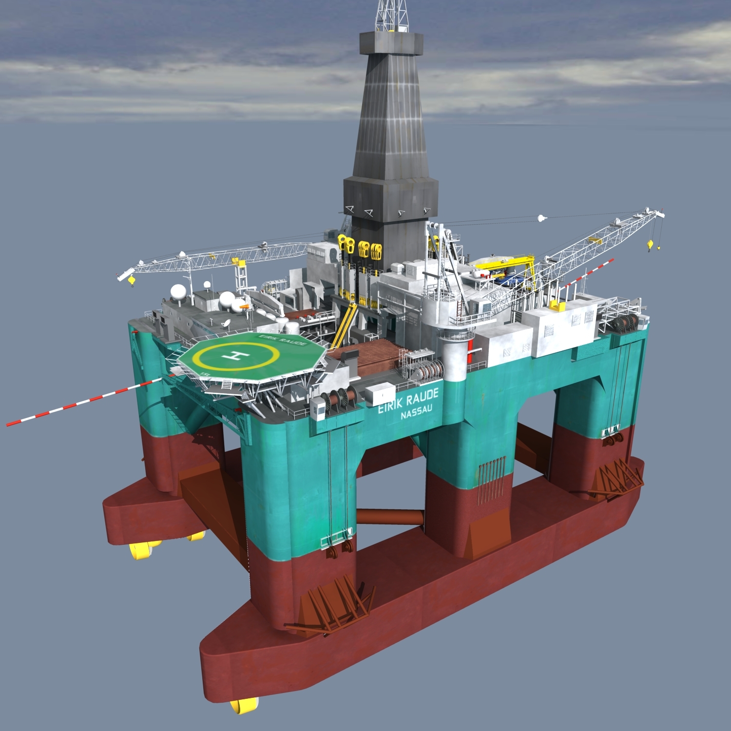 3d semisubmersible drilling rig model