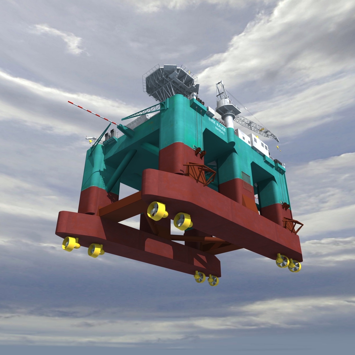 3d semisubmersible drilling rig model