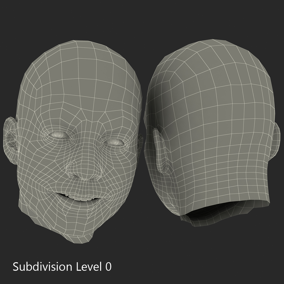 3d male head rigged model