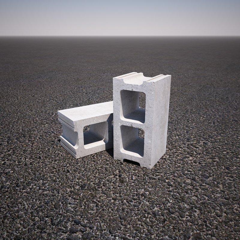 concrete cinder block 3d model