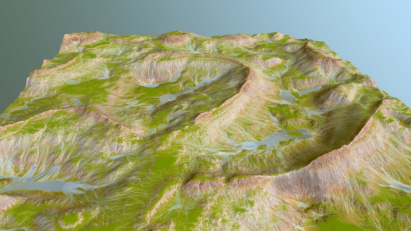 3d hills cliffs terrain model