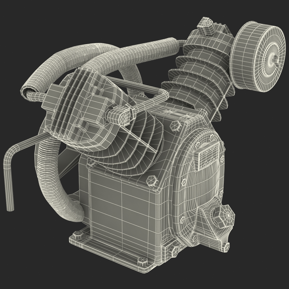 3d twin cylinder air compressor model