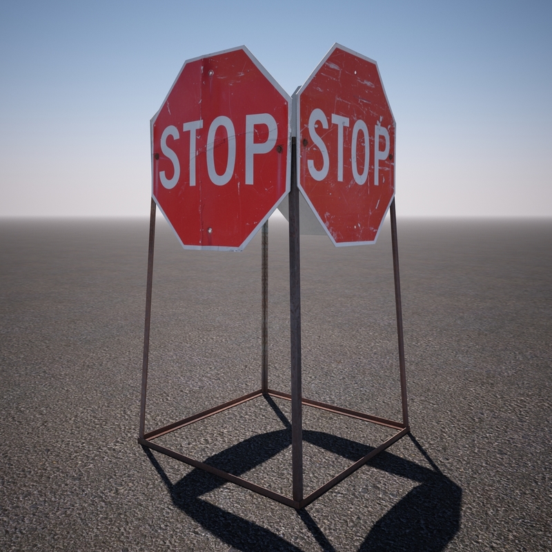 3d construction stop sign