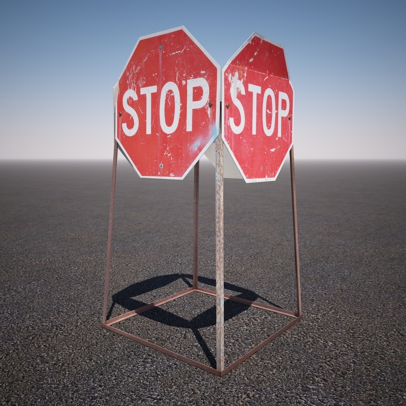 3d construction stop sign