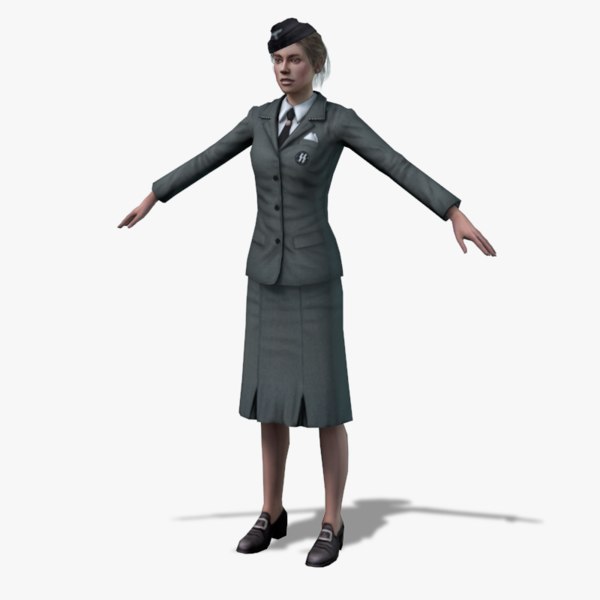 nazi girl 3d fbx