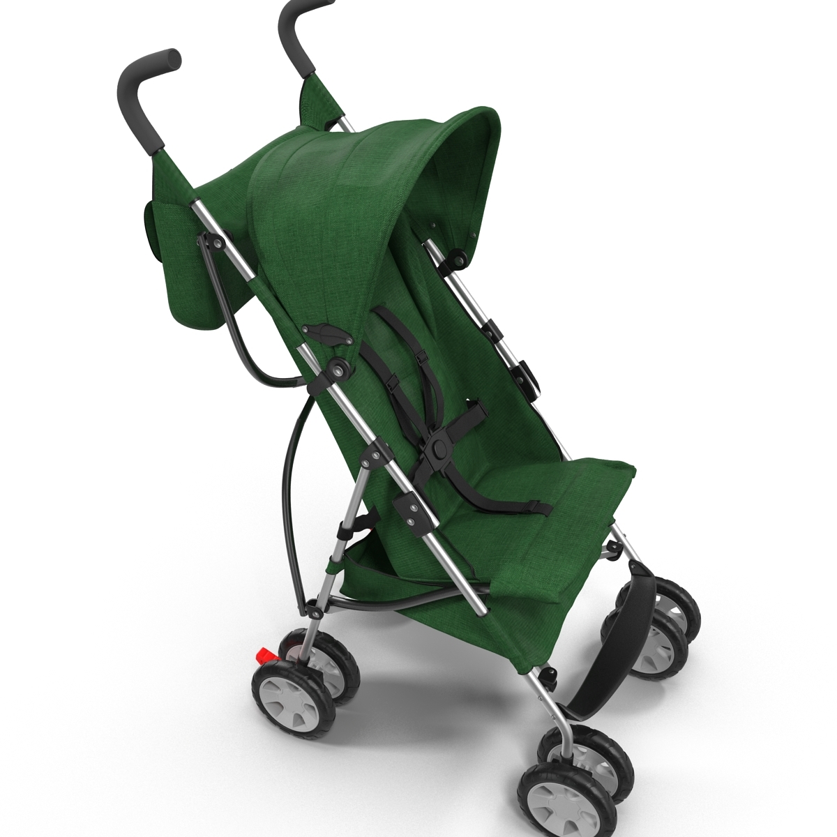 baby stroller green modeled 3d c4d
