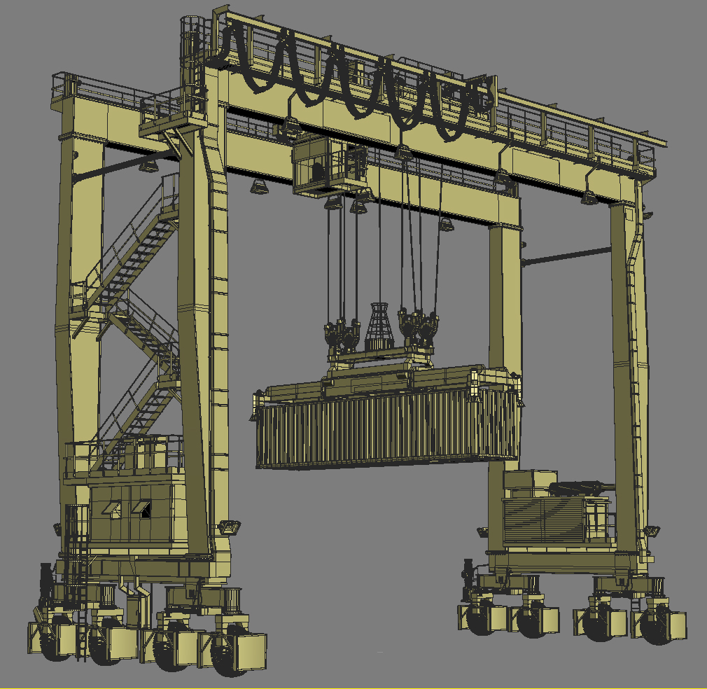 3d rubber-tyred gantry crane terex