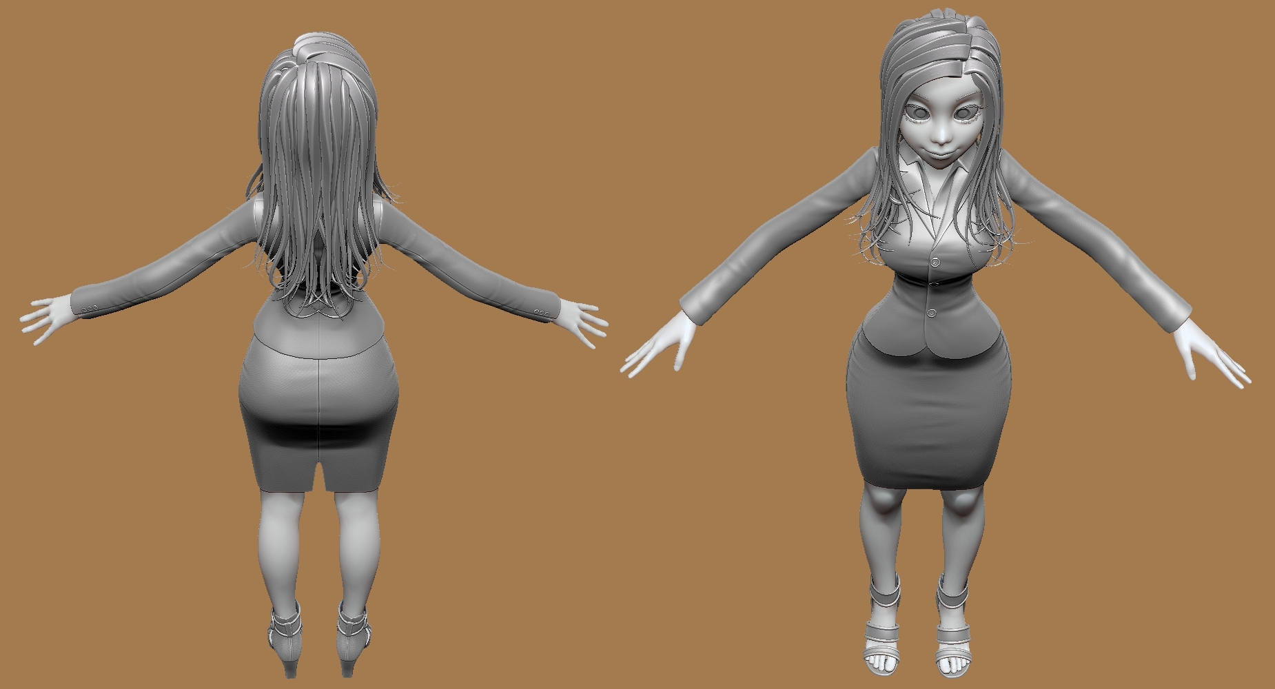 3d cartoon woman business model