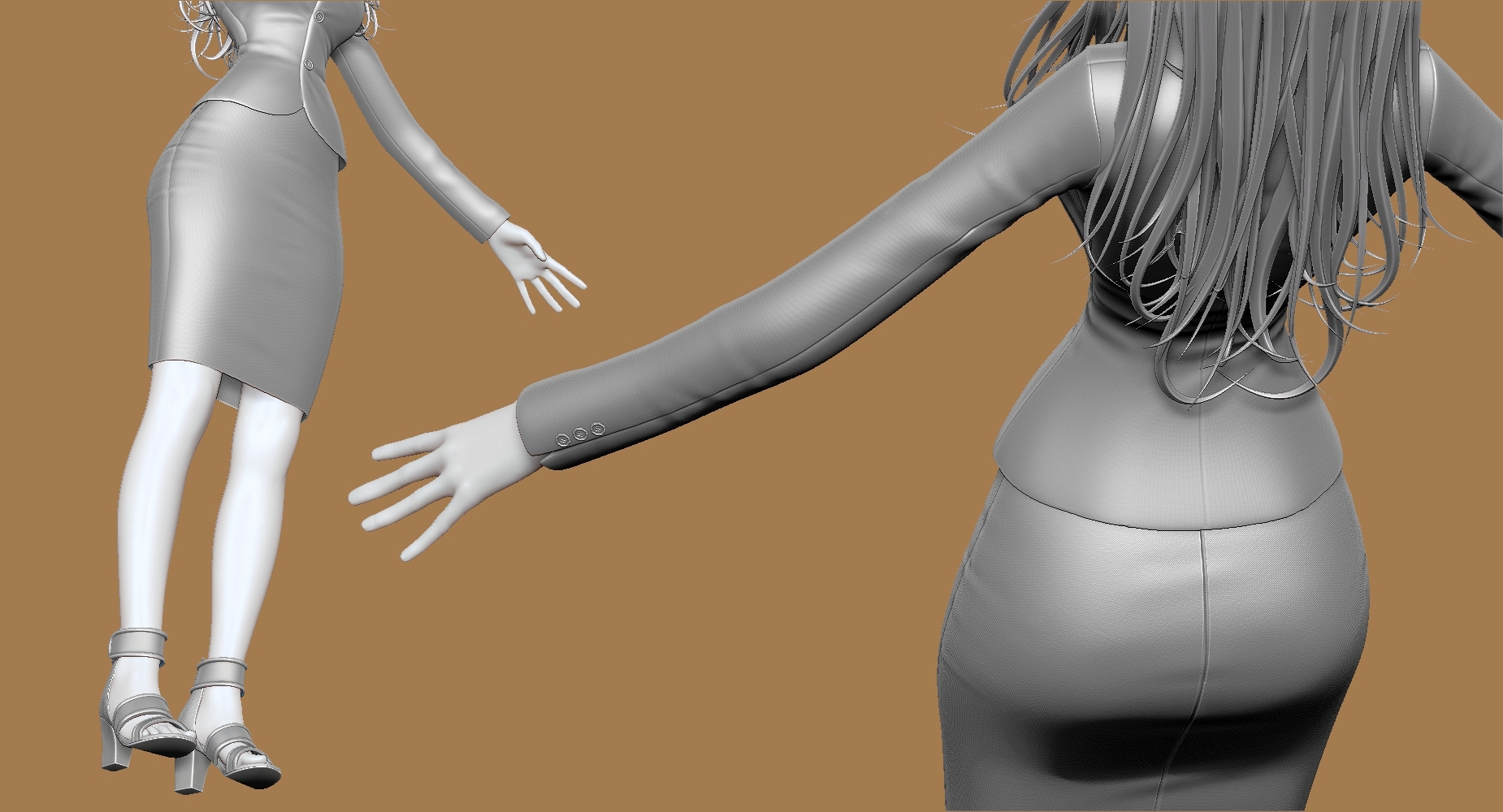 3d cartoon woman business model