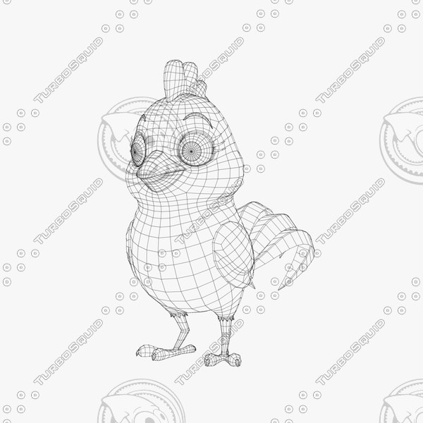 cartoon baby chicken 3d model