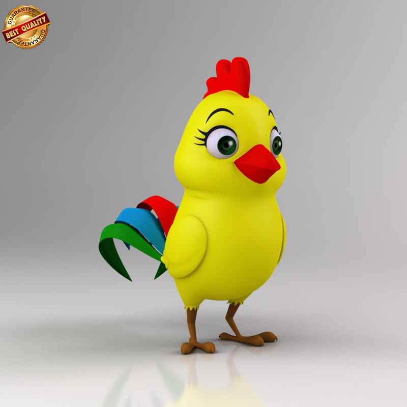 cartoon baby chicken 3d model