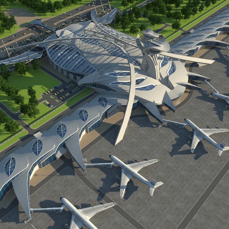 3d model futuristic airport