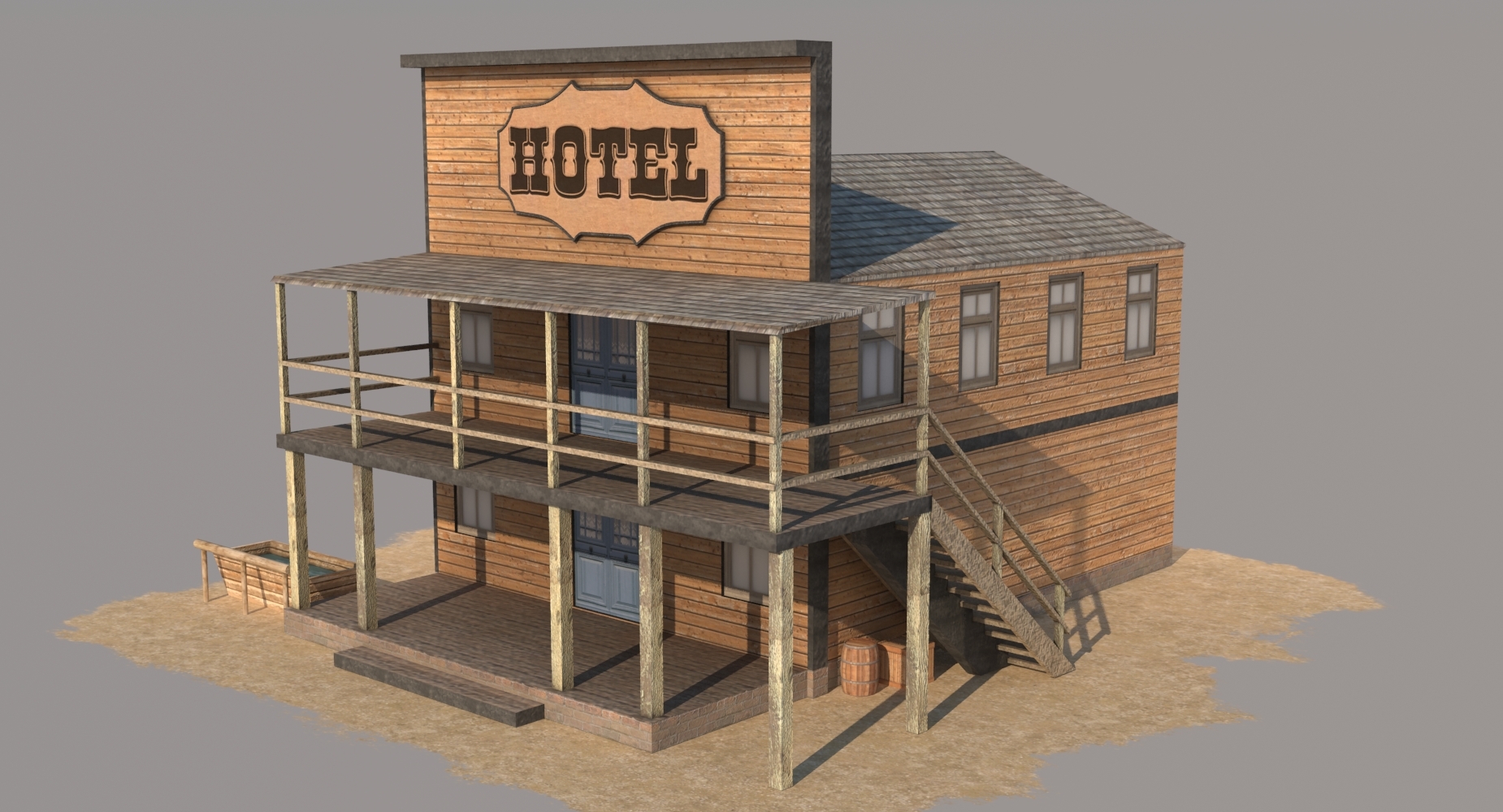 3d model wild west hotel house