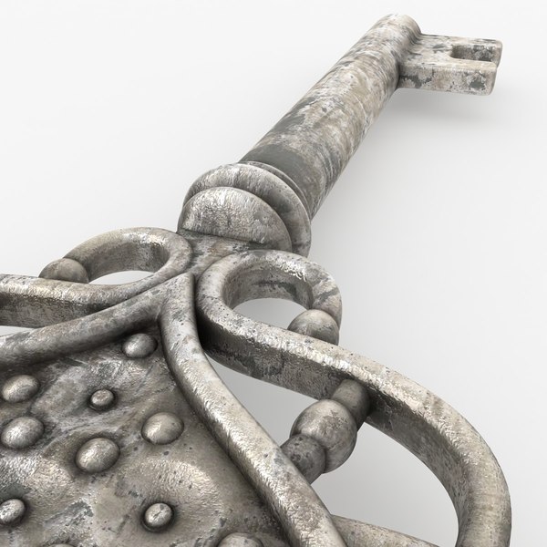 3d model love key silver gold