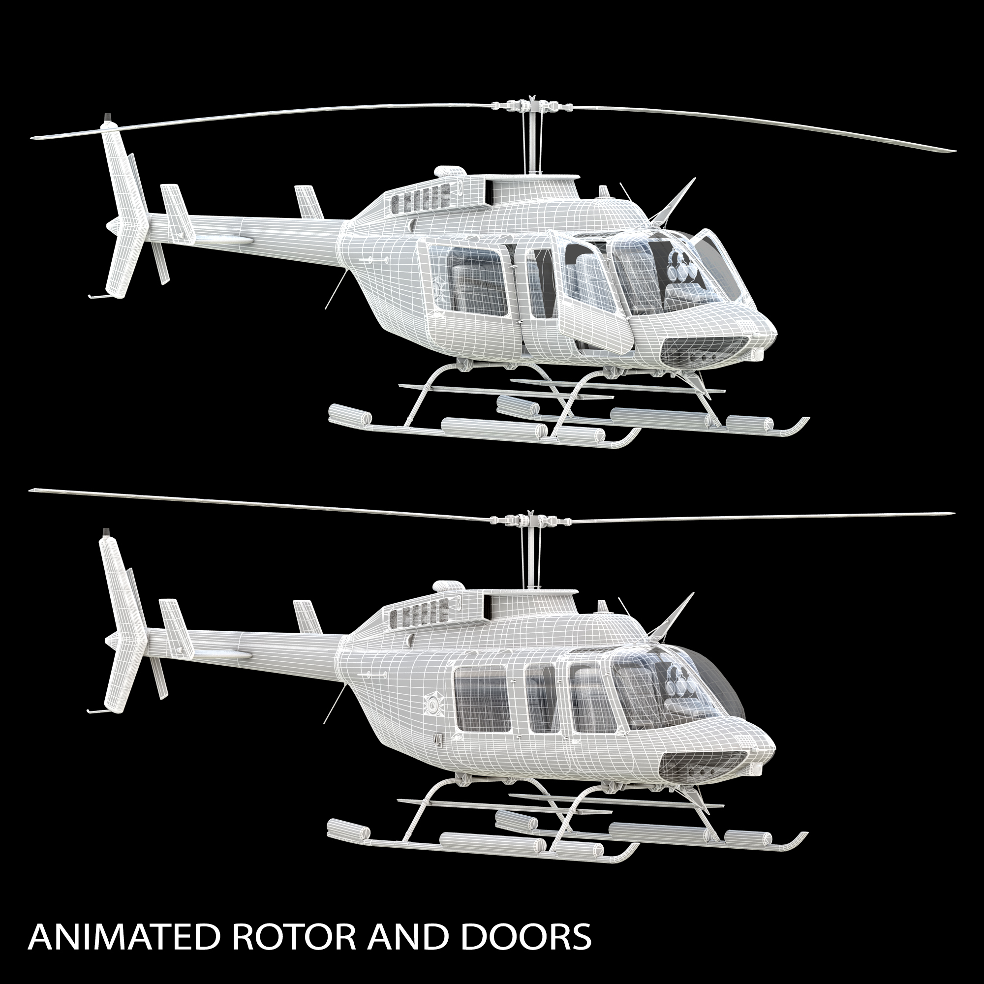 3d bell 206l helicopter